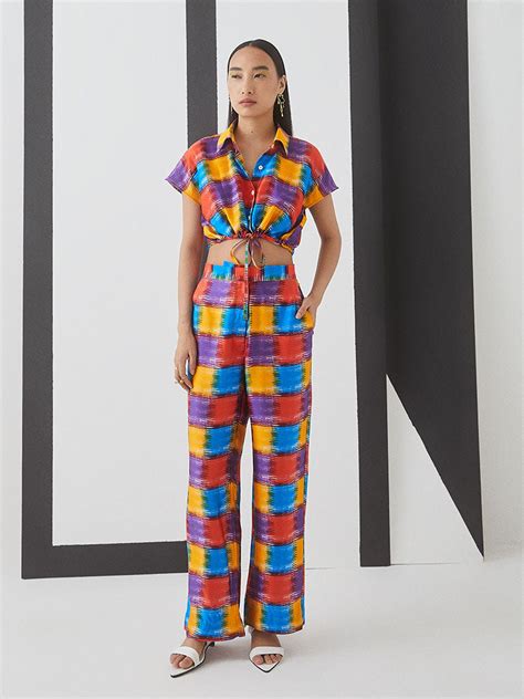 Baltimore Check Co Ord Set Womens Vegan Silk Co Ord Set Ikkivi