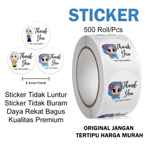 Bisa Cod 1 Roll 500 Pcs Stiker Label Kue Makanan Sticker Thank You