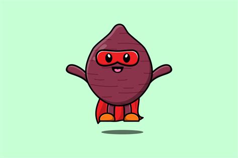 Cute Sweet Potato Superhero Flying Illustration 17434723 Vector Art At