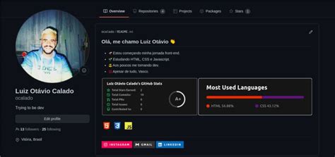 Luiz Otávio Calado On Linkedin Github Html Css Javascript Frontend Dev Tecnologia