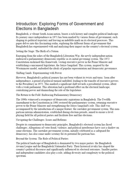 Various Form Of Government And Election And Sovereighnty Of Bangladesh