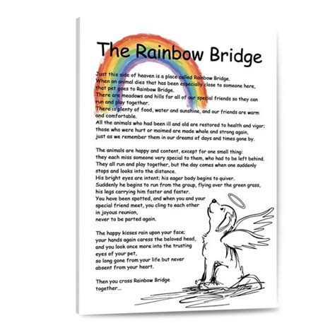Rainbow Bridge Poem Canvas Wall Art As Bereavement Ts For Loss Of