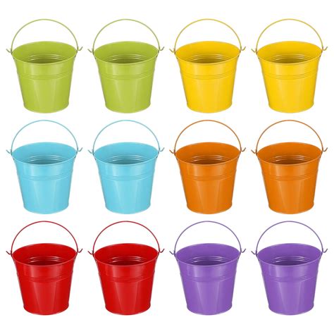 Small Metal Buckets With Handle Mini Galvanized Bucket Colorful Easter Buckets Green Yellow