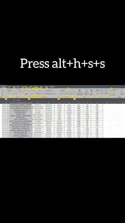 Shortcut Key For Sort Data In Excel Excel Shortsfeed Shortsvideo