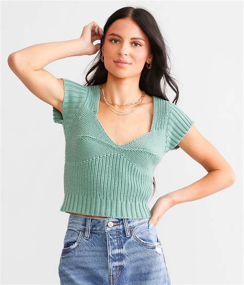 Z Supply Prim Cropped Sweater Womens Sweaters In Emerald Isle Buckle