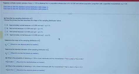 Solved Suppose A Simple Random Sample Of Size N Is Chegg