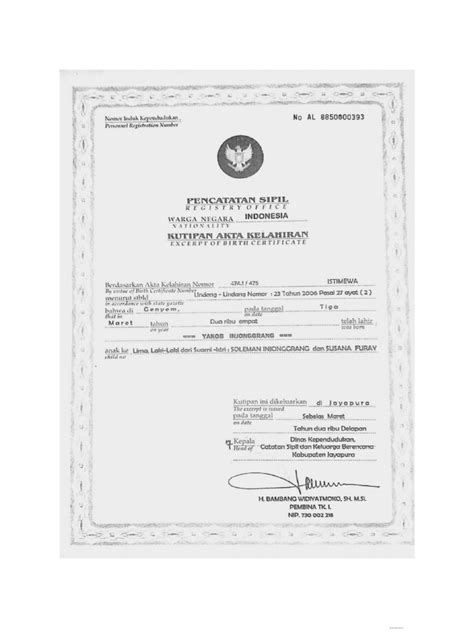 Contoh Akta Kelahiran Pdf