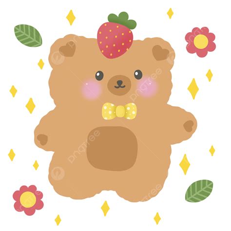귀여운 만화 일러스트 곰 스티커 꽃 한국 귀여운 한국 곰 스티커 귀여운 만화 조선 곰 PNG 일러스트 및 PSD 이미지 무료 다운로드 Pngtree