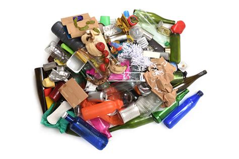 플라스틱 용기 유리 캔 종이 흰색 배경에 유기 쓰레기의 평면도 0명에 대한 스톡 사진 및 기타 이미지 0명 가방 개체 그룹 Istock