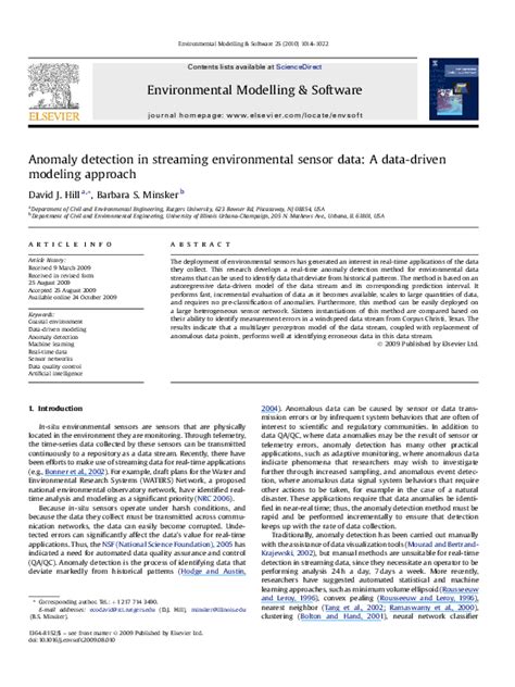 Pdf Anomaly Detection In Streaming Environmental Sensor Data A Data