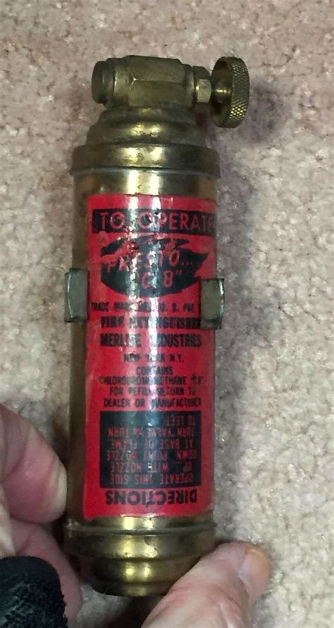 Antique Mini Fire Extinguisher Merlite Industries Presto Hanging