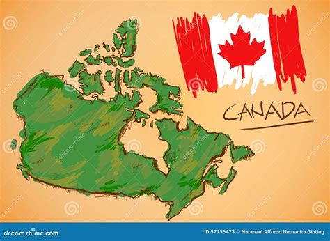 Canada Map And National Flag Vector Stock Vector Illustration Of