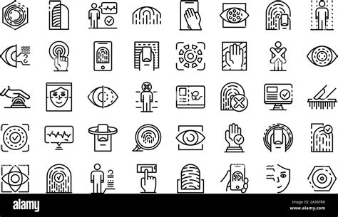 Biometric Authentication Icons Set Outline Style Stock Vector Image And Art Alamy