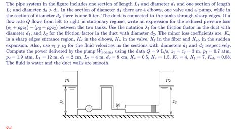 Solved The Pipe System In The Figure Includes One Section Of Chegg