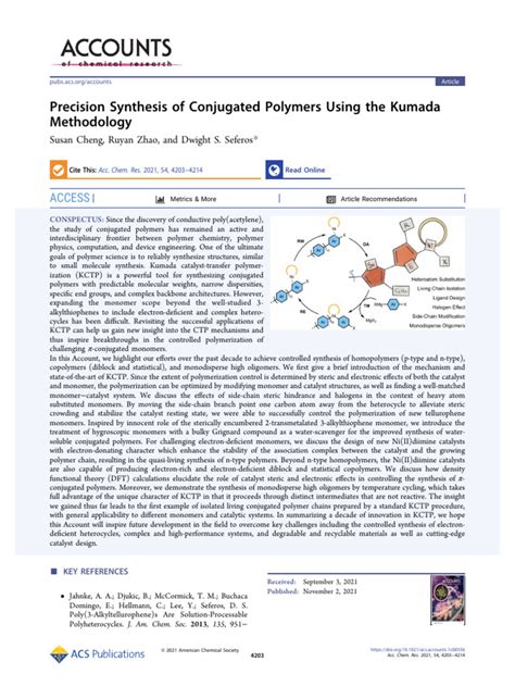 Cheng Et Al 2021 Precision Synthesis Of Conjugated Polymers Using The