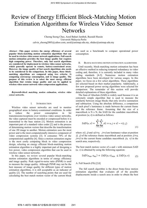 Pdf Review Of Energy Efficient Block Matching Motion Estimation Algorithms For Wireless Video