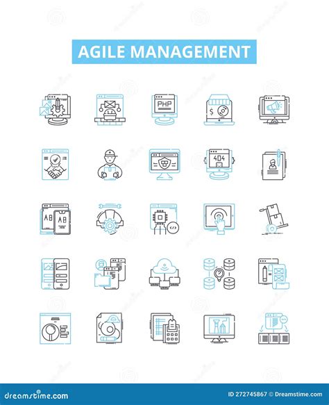 Agile Management Vector Line Icons Set Agile Management Process Product Development Scrum