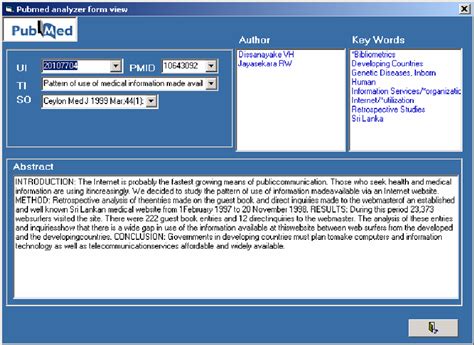 Pubmed Analyzer The Form View Displaying A Single Medline Format Download Scientific Diagram