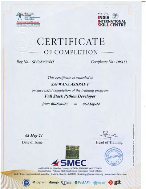 Python Fullstackdevelopment Webdevelopment Reactjs Smeclabs Kochi L Safwana Ashraf P