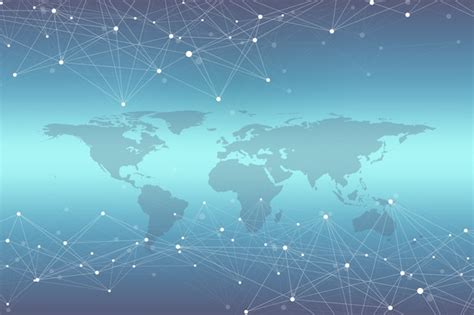 Premium Photo World Map With Global Technology Networking Concept