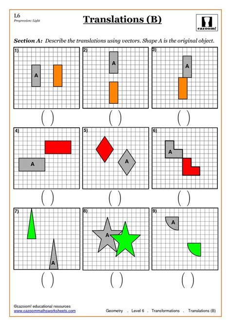 Translation Worksheet Geometry