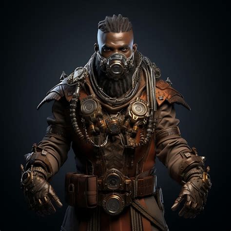 Premium Photo 3d Character Male Human Muscular Dark Skin Holding A