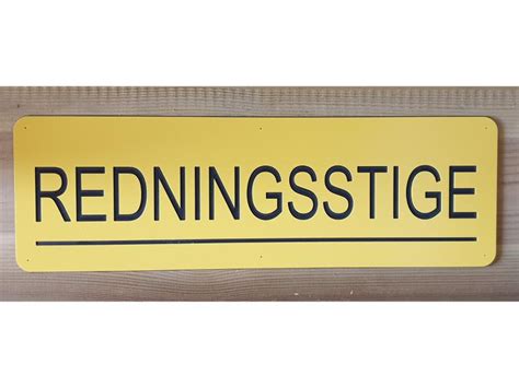 Skilt 295x95 Mm 1 6mm Tykk Gul Og Sort Med Tekst Redningsstige
