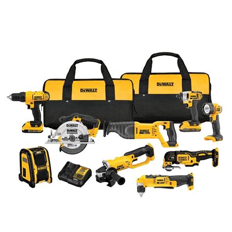 DEWALT 20 Volt MAX Lithium Ion Cordless Combo Kit 9 Tool With 2