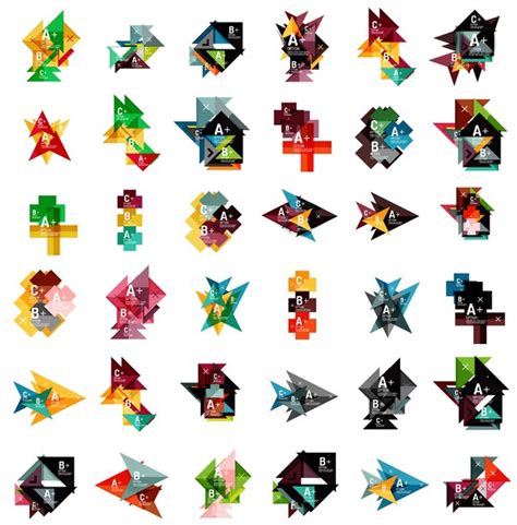 기하학적 웹 옵션 상자 배너의 메가 세트 프리미엄 벡터