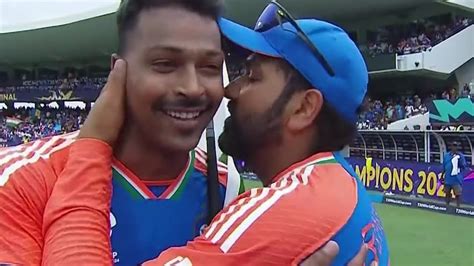 Watch Rohit Sharma Kisses Hardik Pandya After Indias Historic T20