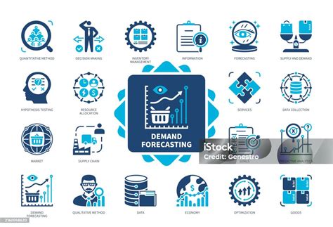 Demand Forecasting Solid Icon Set Stock Illustration Download Image