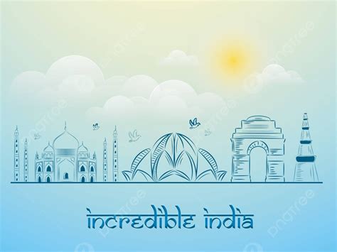 Incredible India Background With Indian Monuments Cloudy Freedom