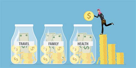 다양한 유리 항아리로 돈을 절약하십시오 가족 건강 여행 경비를 위해 쓸 돈 가족 예산 돈 관리 비오는 날을 위한 아랍 여성 저축 금융 Health에 대한 스톡 벡터 아트 및