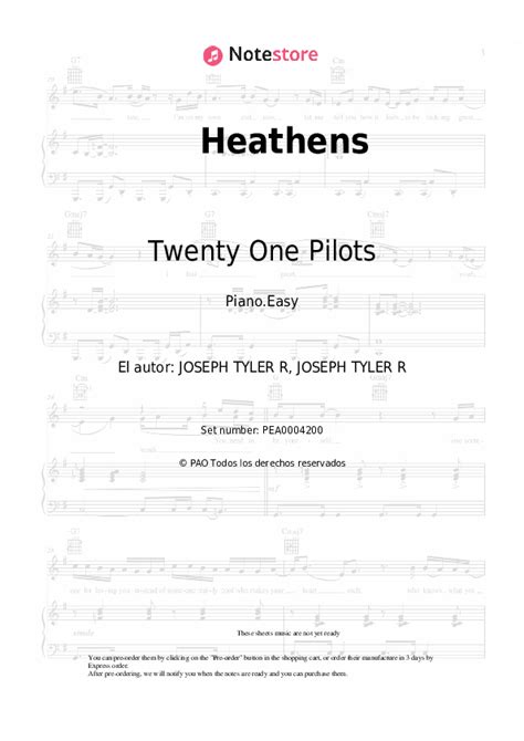 Twenty One Pilots Heathens Partituras Para Piano En Note Storees