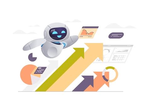 Premium Vector Modern Robot Analyzing Financial Statistics Data