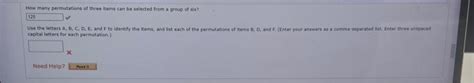 Solved Her Many Permutations Of Three Isems Can Be Selected