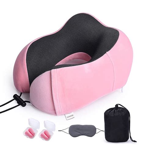 Uuname Memory Foam U Shaped Travel Pillow With 1 Eye Mask 2 Earplugs
