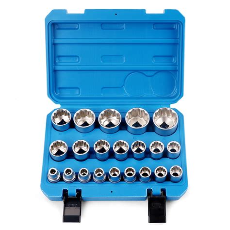 21pcs 1 2 Drive 12 Point Universal Metric Spline Socket Set 8mm 36mm