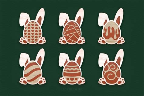 3d Layered Easter Bunny Eggs Svg Clipart Bundle