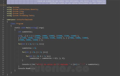 Arrays VisualStudio C Ventas Por Empleado Tutorias Co