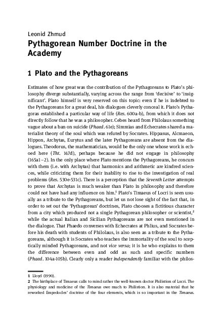Pdf Pythagorean Number Doctrine In The Academy