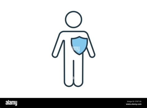 Integrity Icon Human With Shield Icon Related To Core Values Flat
