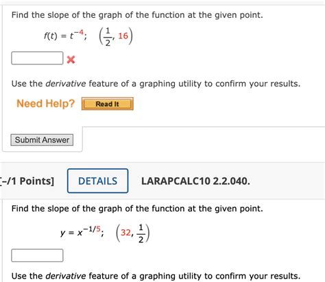 Solved Find The Slope Of The Graph Of The Function At The Chegg