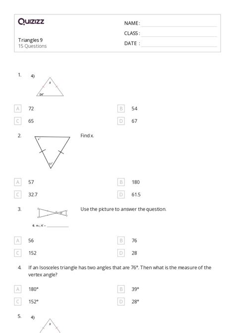 50 Triangles Worksheets For 12th Grade On Quizizz Free And Printable