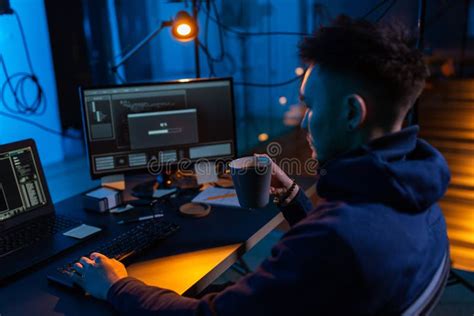 Hacker Using Computer Virus For Cyber Attack Stock Image Image Of