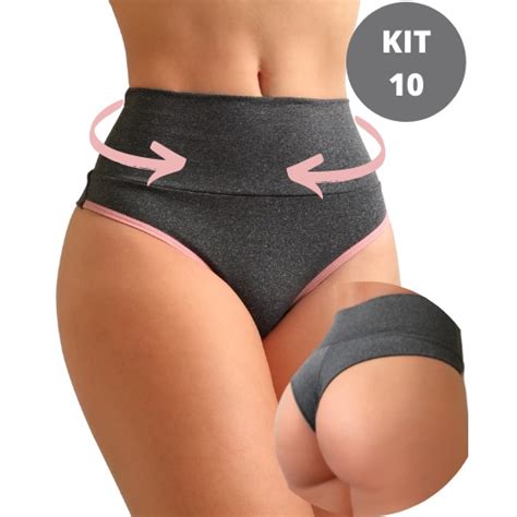 Kit Calcinhas Fio Duplo Fitness Cintura Alta C S Duplo Modela Segura