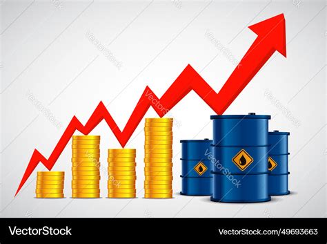 Barrels Of Crude Oil And Stacks Coins Royalty Free Vector