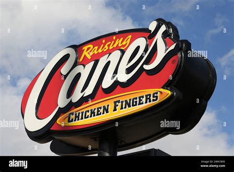 A Raising Canes Chicken Fingers Fast Food Restaurant Sign Thursday