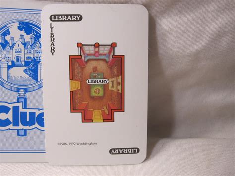1992 Clue Board Game Piece Location Card Library