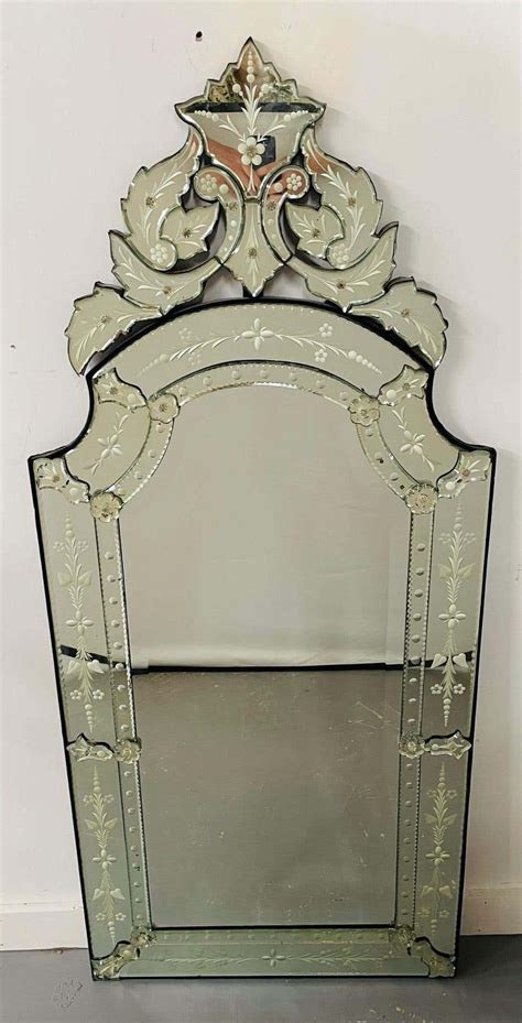 Antique Italian Venetian Etched Glass Mirror